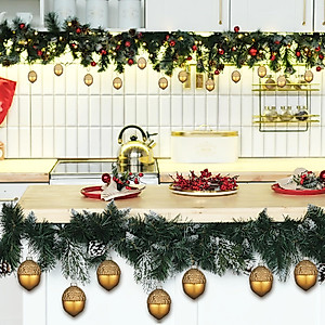 Lyrow 12 Pcs Christmas Acorn Ornaments Artificial Acorn Decor Farmhouse Small Hanging Ornament for Christmas Tree Plastic Mini Fake Acorns for Crafts Xmas Winter Party Decorations (Bronze)