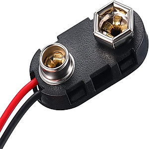 AIMPGSTL 4PCS 9V Battery Connector 9 Volt Battery Snap Clip I Type with 2 Pairs of Alligator Clips and 2.1mm X 5.5mm DC Male Power Plug