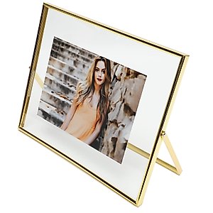 AhaGo Gold Floating Frame(8"×10", Horizontal), For Picture 7x9, 6x8, 5x7, Tabletop Shelf Photo Frame, Home or Office Decor, Classy For Holiday, Birthday or Wedding