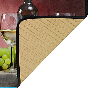 Red White Wine Kitchen Rugs Grapes Fruit Bath Rug Runner Comfort Mat Non-Slip Doormats Carpet for Bathroom Indoor 39" X 20"