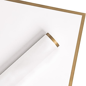 RUSPEPA 20 Sheets Flower Wrapping Paper - Gold Edge Waterproof Floral Bouquet Wrapping Paper - Florist Supplies Packaging Paper for Birthday, Wedding and DIY Crafts - White