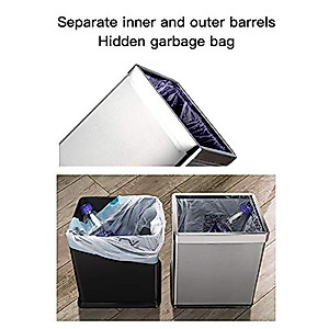 Huaqinglian 2.6gallon Small Metal Office Trash Can,Slim Garbage Can,Bathroom Wastebasket Dust Bin for Kitchen,Living Room,Bedroom…(Stainess Steel)