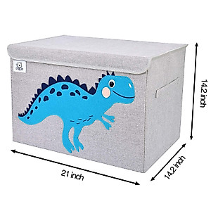 CLCROBD Foldable Large Kids Toy Chest with Flip-Top Lid, Collapsible Fabric Animal Toy Storage Organizer/Bin/Box/Basket/Trunk for Toddler, Children and Baby Nursery (Dinosaur + Triceratops)