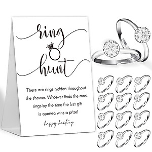The Ring Hunt Game, Bridal Shower Games with Rings-One Sign and 30 Rings, Bridal Shower and Wedding Shower Games for Guests, Engagement Party Game, Bridal Shower Decorations-LS1
