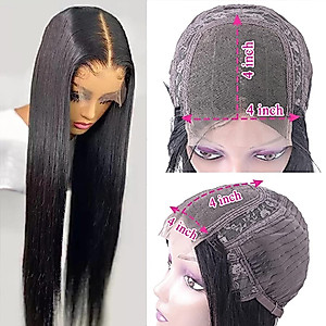 Mariska Lace Front Wigs Human Hair Straight 4x4 Closure wigs for Black Women 150% Density Brazilian Virgin Human Hair Wigs Pre Plucked with Baby Hair Natural Color