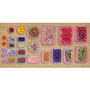 RockBerry 50 Pcs Large Food Storage Containers with Lids Airtight-85 OZ to Small Containers-Total 526 Oz BPA Free Plastic Stackable Containers For Pantry kitchen Organization, Microwave Safe