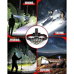 Victoper Rechargeable Headlamp, 8 LED 18000 High Lumen Bright Head Lamp with Red Light, Lightweight USB Head Light, 8 Mode Waterproof Head Flashlight for Outdoor Running Hunting Hiking Camping Gear