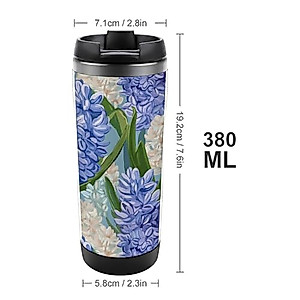 Hyacinth Flowers Travel Coffee Mug Reusable Insulated Drinking Cup with Lid for Home Outdoor Works 13 Oz