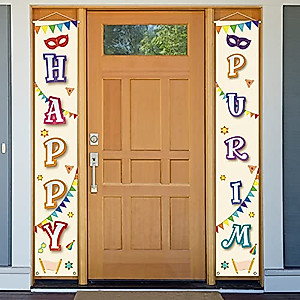Jiudungs Purim Decoration Outdoor Happy Purim Porch Banner Purim Decor Jewish Purim Decoration and Supplies for Home