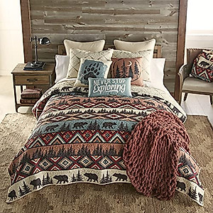 Donna Sharp Throw Pillow - Bear Totem Lodge Decorative Throw Pillow with Tree Pattern - Square