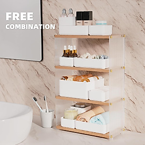 CHANCETSUI 11-Piece Stackable Drawer Organizer Set, Multi-size Desk Drawer Organizer Trays Vanity Storage Bins for Storing Makeup, Stationery, Utensils in Bathroom Dresser, Office and Kitchen