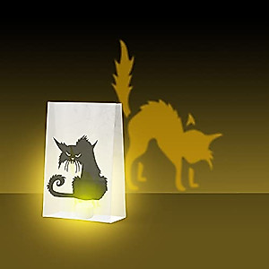 Halloween Lantern Luminary Paper Bags 4 Different Style 16 Pieces Paper Candle Bags with LED Tea Lights,Halloween Party Decor