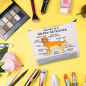 G2TUP Golden Retriever Lover Gift Anatomy Of A Golden Retriever Makeup Bag Golden Retriever Mama Cosmetics Bag Golden Retriever Owner Gift Dog Lover Zipper Travel Pouch