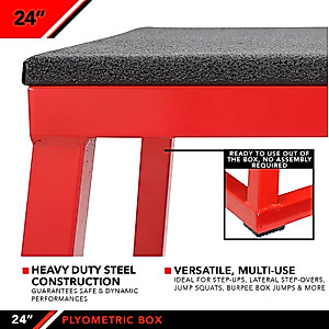 JFIT Plyometric Jump Box - 24", Red/Black