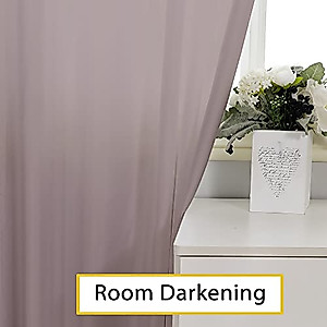 Chyhomenyc Uptown Faux Silk Living Room Window Curtains, 2 Panels Solid Slub Texture Rose Quartz Curtains 84 Inches Long, Luxury Classic Room Darkening Rod Pocket Bedroom Curtains & Drapes, 42"Wx84"L