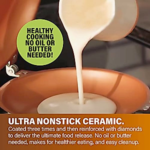 Gotham Steel Double Pan, The Perfect Pancake Maker – Nonstick Copper Easy to Flip Pan, Double Sided Frying Pan for Fluffy Pancakes, Omelets, Frittatas & More! Pancake Pan Dishwasher Safe Large