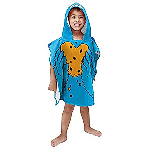 Jay Franco Sesame Street Cookie Monster Kids Bath/Pool/Beach Hooded Poncho - Super Soft & Absorbent Cotton Towel, Measures 28 x 28 Inches (Official Sesame Street Product)