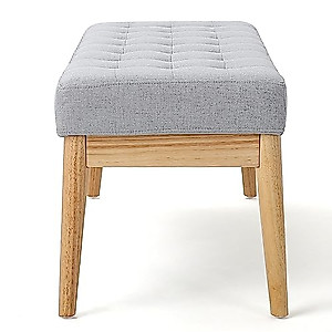 Christopher Knight Home Saxon Fabric Bench, Light Grey, 15.75” D x 43.50” W x 17.00” H