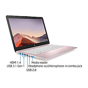 2021 Newest HP Premium 14 inch HD Laptop, Intel Dual-Core Processor Up to 2.6GHz, 4GB RAM, 64GB eMMC Storage, Webcam, Bluetooth, HDMI, Wi-Fi, Rose Pink, Windows 10 with 1 Year Microsoft 365 (Renewed)