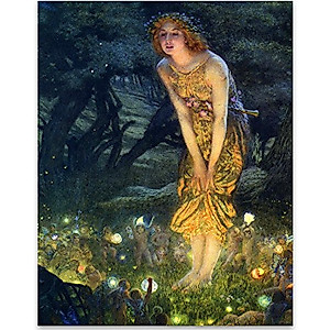Fairy Painting Neoclassical Art Novue Print - Midsummer Eve by Edward Robert Hughes - 11x14 Unframed Poster - Perfect Vintage Home Decor and Great Gift for Those That Believe in Fairies, Magic