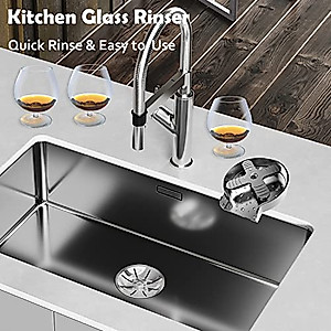 Cup Washer for Sink, Decyam Upgraded Glass Rinser for Kitchen Sink, Stainless Steel Faucet Cup Rinser Sink Attachment - Seconds Quick Rinser, Cup Cleaner, Glass Washer, Sink Baby Bottle Washer…