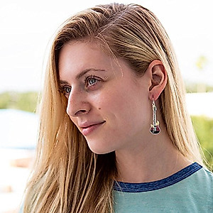 PammyJ Colorful Electric Guitar Fashion Earrings - Purple & Pink