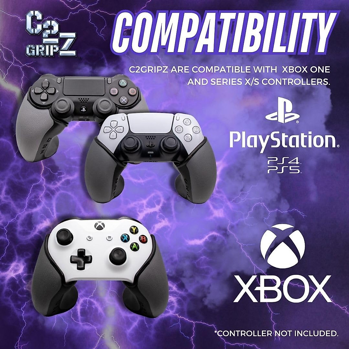 C2 Gripz Controller Grips Compatible with Xbox One | Compatible with Xbox Series X/S Controller | Ergonomically Engineered for Performance and Comfort | Non-Slip | Medium