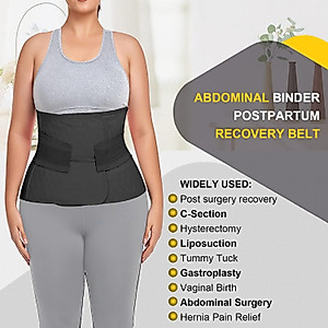 QEESMEI Women's Waist Trainer Postpartum Belly Band Abdominal Binder Post Surgery