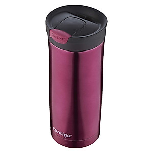 Contigo Huron Snapseal Travel Mug, Stainless Steel Thermal Mug, Vacuum Flask, Leakproof Tumbler, Coffee Mug with BPA Easy-Clean Lid, Vivacious, 470 ml