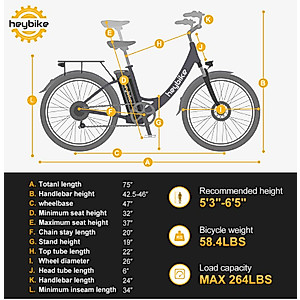 Heybike Cityscape Electric Bike 350W City Cruiser Bicycle Up to 40 Miles Removable Battery, 7-Speed and Dual Shock Absorber, 26/'' Commuter for Adults, White