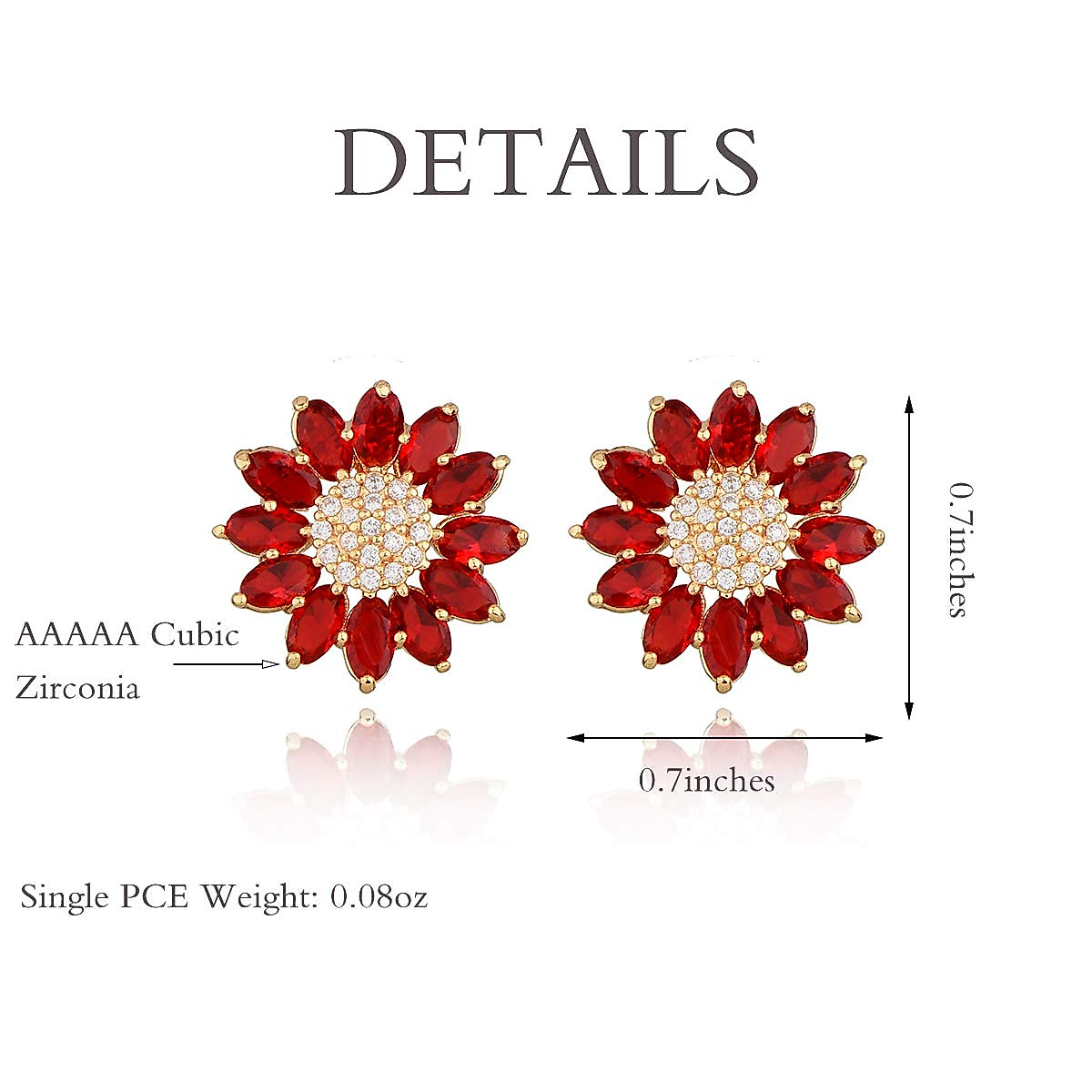Crystal Flower Burst Stud Earirings Elegant Hypoallergenic Large Big Sterling Silver Sparkly CZ Cubic Zirconia Rhinestone Daisy Sunflower Floral Cluster Flower Stud Earrings Bridal Wedding Party