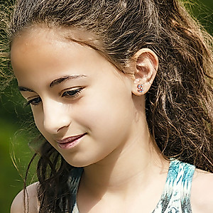 Memorjew Initial Stud Earrings for Women, Easter Girl Gifts Hypoallergenic 925 Sterling Silver Post Rainbow Cubic Zirconia Gold Plated A Initial Earrings for Women Jewelry Gifts