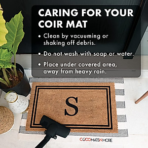 COCO MATS 'N MORE Blue Double Bordered Monogrammed Coco Doormat 38" x 60" with Vinyl Backing | Entry Rugs | Unique, Personalized Door Mats Outdoor | Tough Coconut Husk Scrapes All Dirt Off Shoes