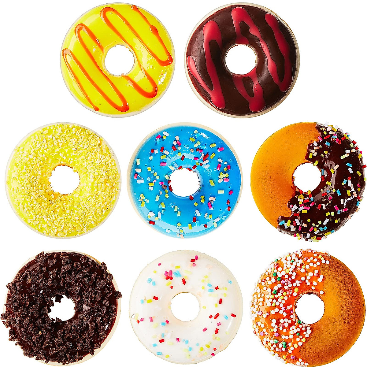 Chalyna 8 Pcs Fake Donuts Realistic Artificial Donuts Toy Fake Food Fake Cakes Desserts Donut Decorations Toys for Doughnut Party New Years Party Supplies Favors Food Decoration Prop, 1.78 (Cute)