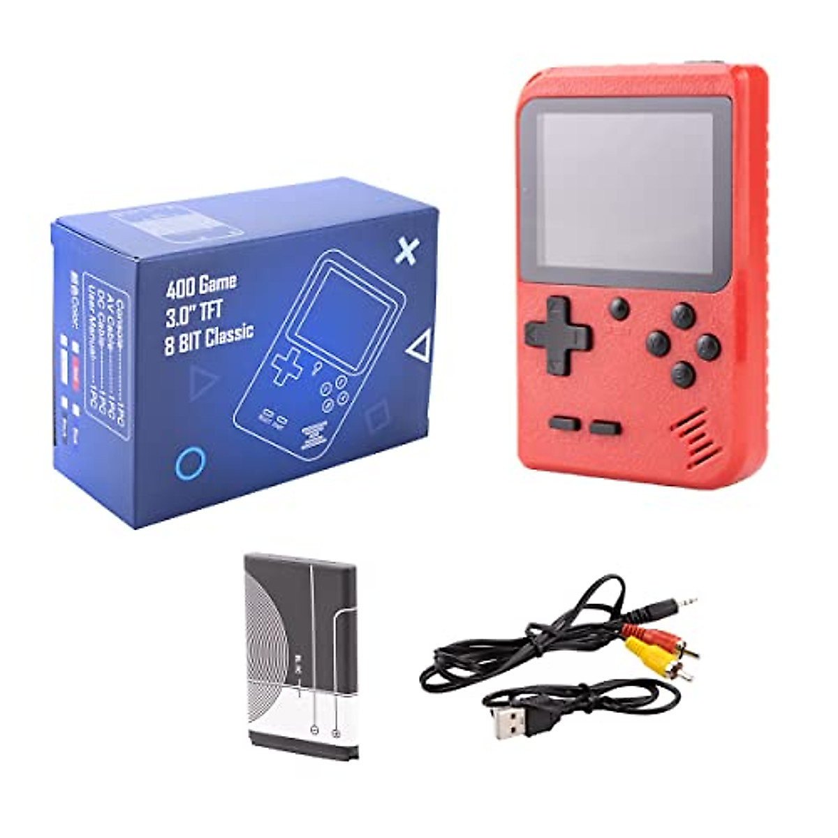 Portable Handheld Games Retro Mini Video Games，Handheld Game Console with 400 Classical FC Games 2.8" Color Screen，Birthday for Boys Girls and Adults (Red)