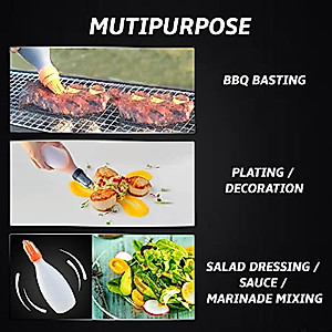 Silicone Basting Brush for Cooking - Oil Dispenser with Brush, All in One Oil Brush for Cooking, BBQ Brush, BBQ Mop -Smoker Accessories Gifts for Men - Sauce Brush for Cooking - Grilling Tools (Black)
