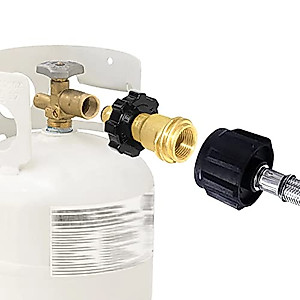 Joywayus Universal Propane Tank Adapter Converts POL to QCC1 / Type 1,Brass Valve Control Safety Device Propane Hose Adapter with Wrench,Old to New Connection Type