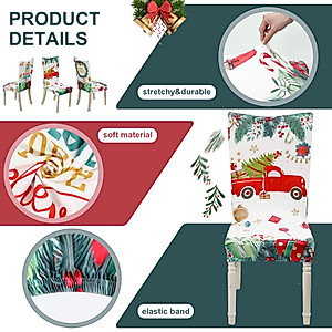 Peryiter 6 Pcs Christmas Chair Covers Kitchen Dining Room Chair Covers Set of 6 Removable Washable Parson Chair Covers Holiday Stretch Dining Chair Slipcovers Furniture Protector for Xmas Party