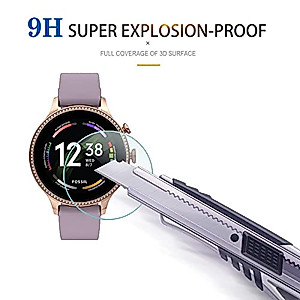 Suoman 4-Pack for Fossil Gen 6 42mm Women Screen Protector Tempered Glass for Fossil Gen 6 Women Smartwatch [Anti-Scratch] [2.5D 9H Hardness]