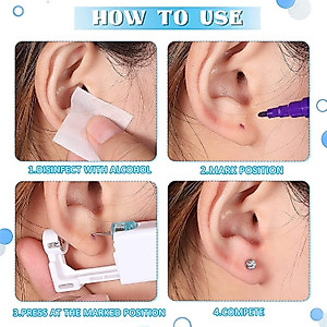 prgislew Ear Piercing Gun Kit 18Pcs Disposable Ear Piercing Kit Including 6Pcs Self Ear Piercing Gun with 6Pcs Built-in Earrings Stud 6Pcs Clean Tools for Ear Cartilage Tragus Helix Piercing Kit