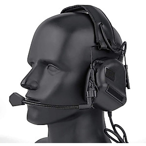 ATAIRSOFT Tactical Headset Wargame Hunting Headphone Without Noise Cancellation Function (Black)