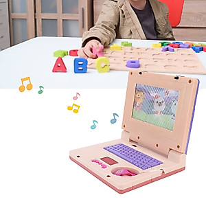 Kids Exploration Toy Laptop Educational Learning Computer, Children's Educational Interactive Computer with 20 Learning Activities and 30 Pieces of Popular Music, Birthday (Pink)