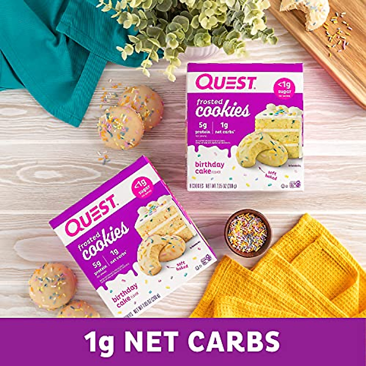 Quest Nutrition Birthday Cake Frosted Cookies, 8 Count (Pack of 3)