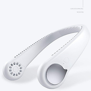 Bladeless Neck Fan, Bendable Neck Hanging Cooler, USB Rechargeable Hand Free and Blade Free Personal Fan with Turbine Ventilator 3 speeds adjustable Neckband Fan For Running/Sports & Travel (White)