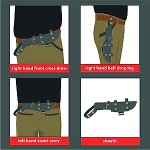 GCS Handmade Micarta Handle D2 Tool Steel Tactical Hunting Knife with leather sheath Full tang blade designed for Hunting & EDC GCS 155