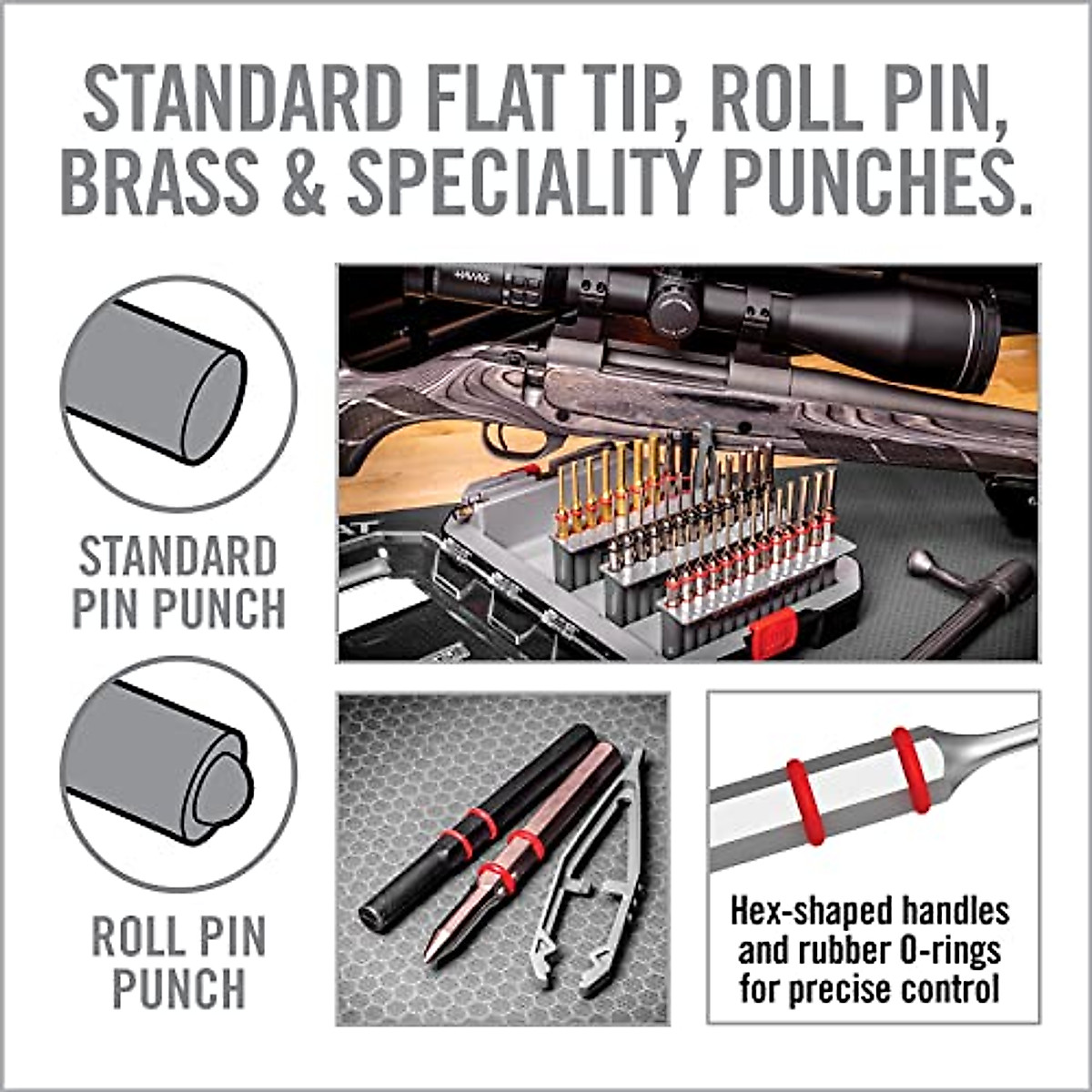 Real Avid Punch Set, Gunsmithing Tool Kit with Roll Pin Punch Set, Flat Tip Metal Punch Set, Brass Punch Set and Gunsmithing Tools: Pin Starter Tool, Finishing Non Marring Punch and Staking Punch Tool
