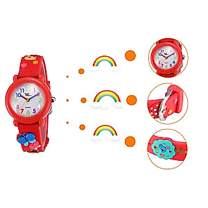 Jewtme Kids Time Teacher Watches 3D Cute Cartoon Silicone Children Toddler Wrist Watches for Ages 3-10 Boys Girls Little Child Picture Puzzle Blue