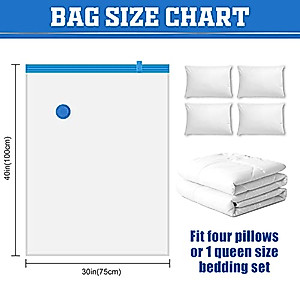 MecTo Vacuum Storage Bags 6 Pack Jumbo Space Saver Vacuum Storage Bags, Reusable Ziplock Vacuum Sealer Bags for Clothing, Comforter, Pillow, Blankets, Bedding, Travel, Hand Pump Included