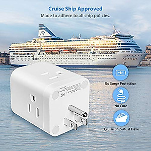 Multi Plug Outlet Adapter, Cruise Power Strip No Surge Protector with USB Outlets, USB Wall Charger with 3 Outlets 3 USB Ports(3.1A), Wall Plug Outlet Extenders for Travel Home Office