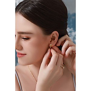 Triangle Earrings Gold Flashed Sterling Silver Polish Finished Water Drop Dangle, Mini Bar, Infinity Minimalist Studs Earrings for Women - Elegant Sterling Silver Earrings for Women – Nickel-Free